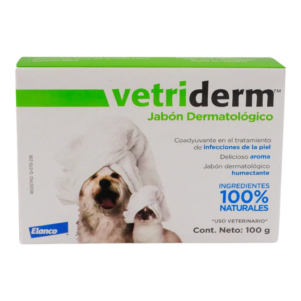 Elanco - Vetriderm, Jabón Dermatológico 100 Gr., Elanco