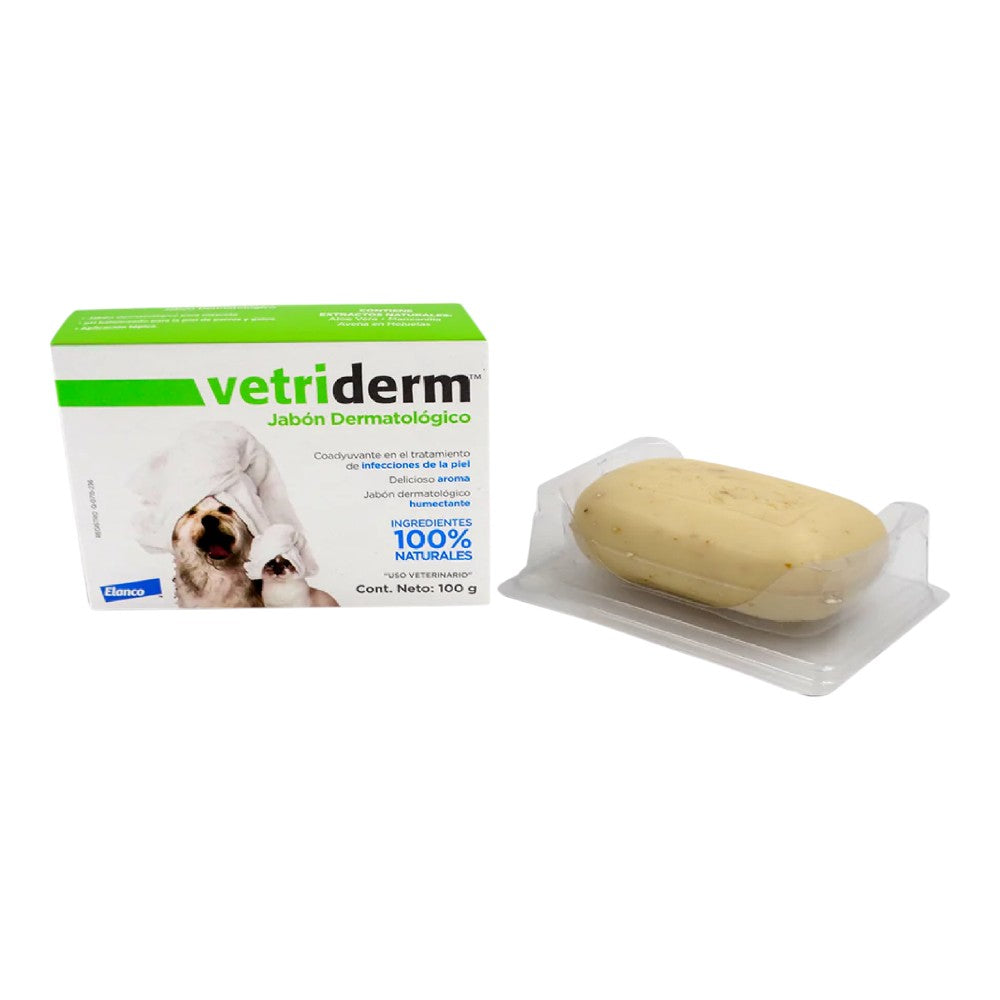 Elanco - Vetriderm, Jabón Dermatológico 100 Gr., Elanco