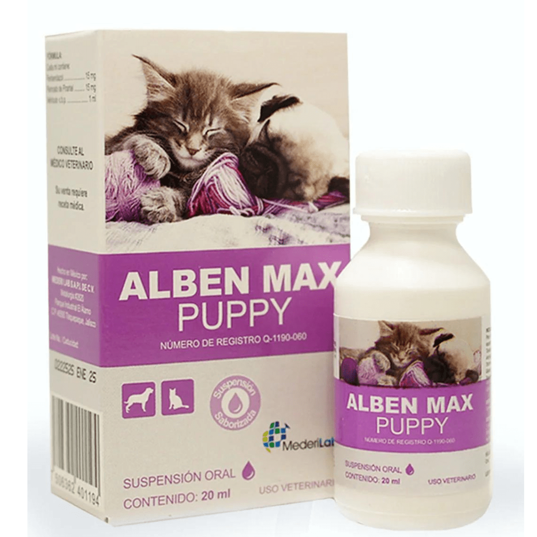 MederiLab - Alben Max Puppy, Antiparasitario, Suspensión Oral 20 Ml ...