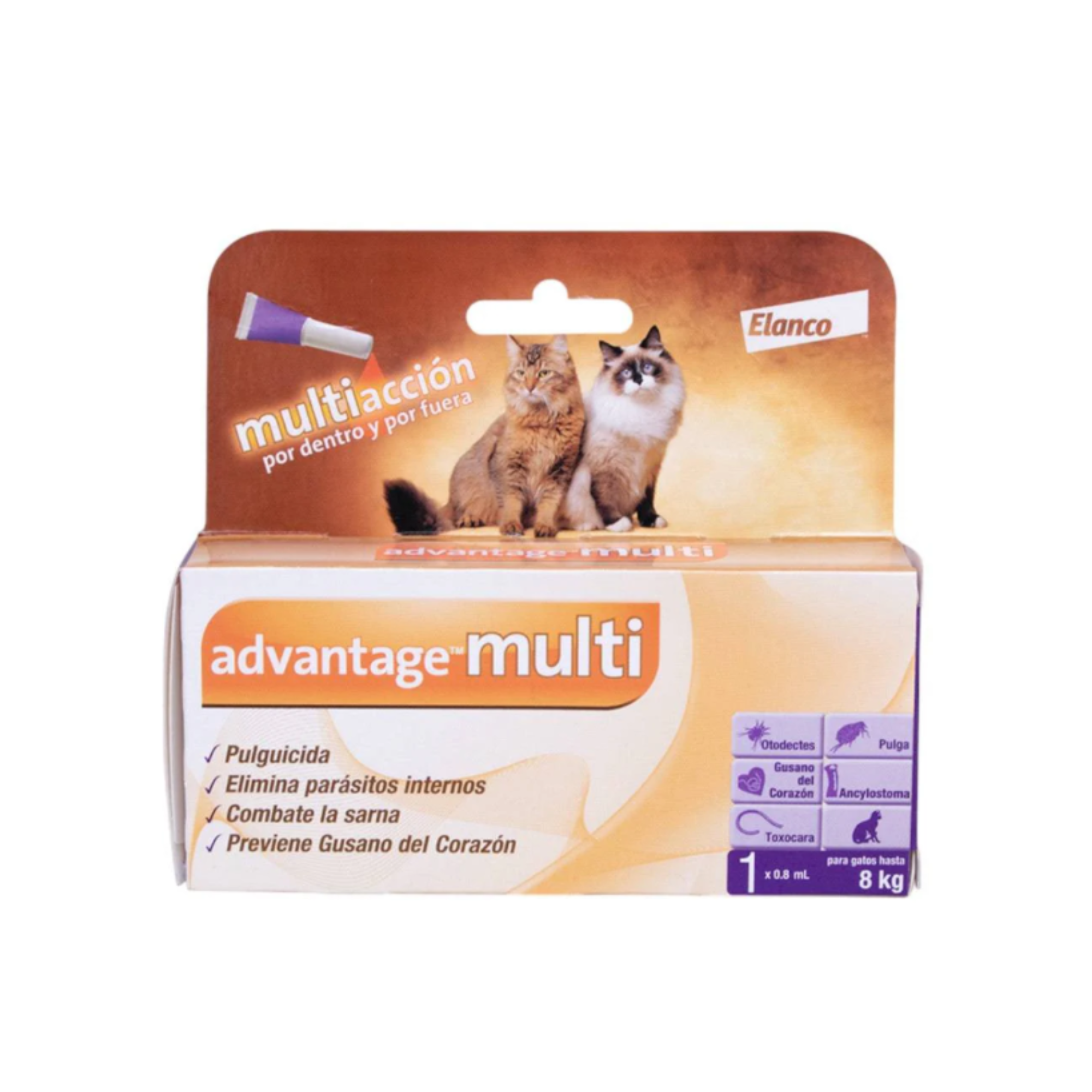 Advantage Multi 0.8 ml Gatos 4 a 8 Kg Elanco Protector Integral