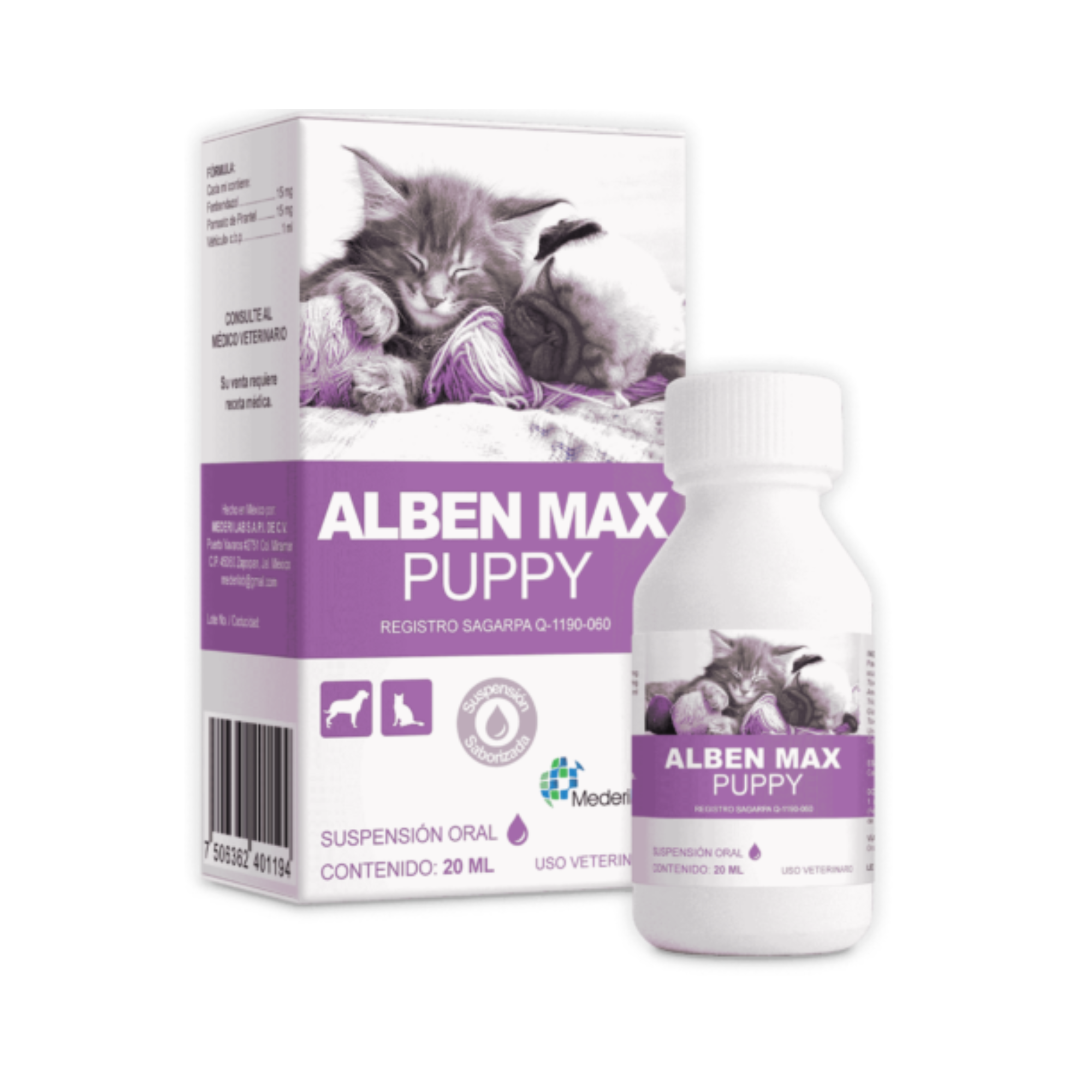 MederiLab Alben Max Puppy,Antiparasitario, Suspensión Oral