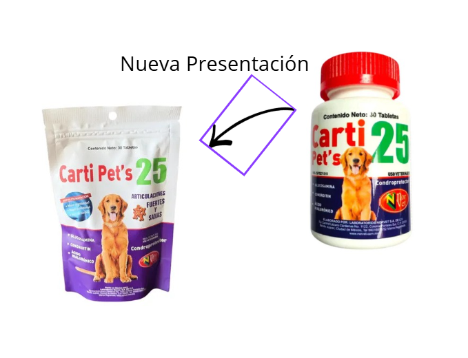 Carti Pets 25 Condroprotector, Frasco con 30 tabletas, Norvet.