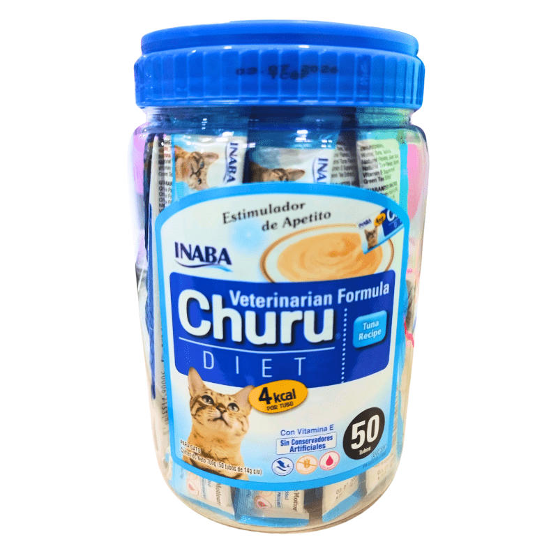 Churu Cat Treat Diet Premios para Gato Atún Bote con 50 Tubos de 14 Gr
