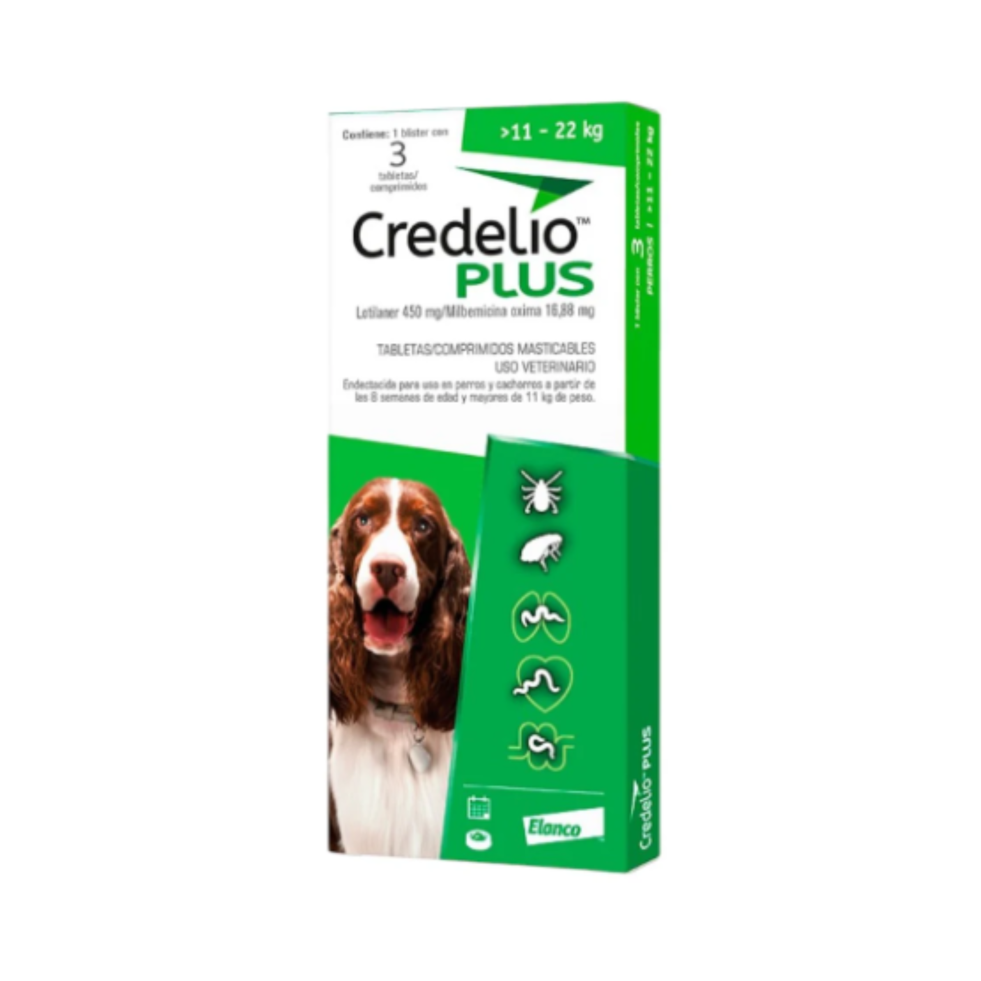 Credelio Plus 3 Tabletas Perros 11 a 22 Kg Elanco