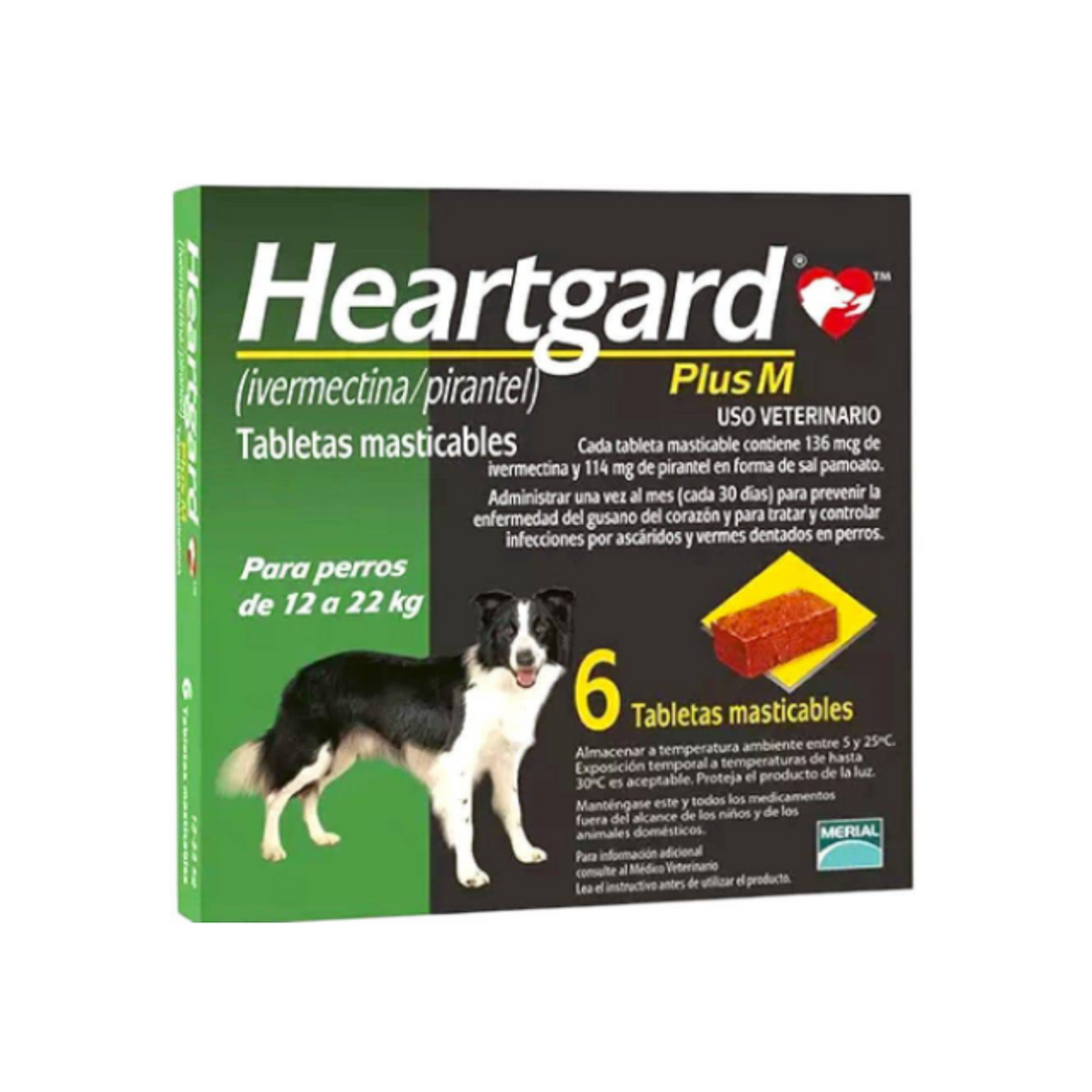 Heartgard Plus M, Perros de 12 a 22 Kg., 6 Tabletas