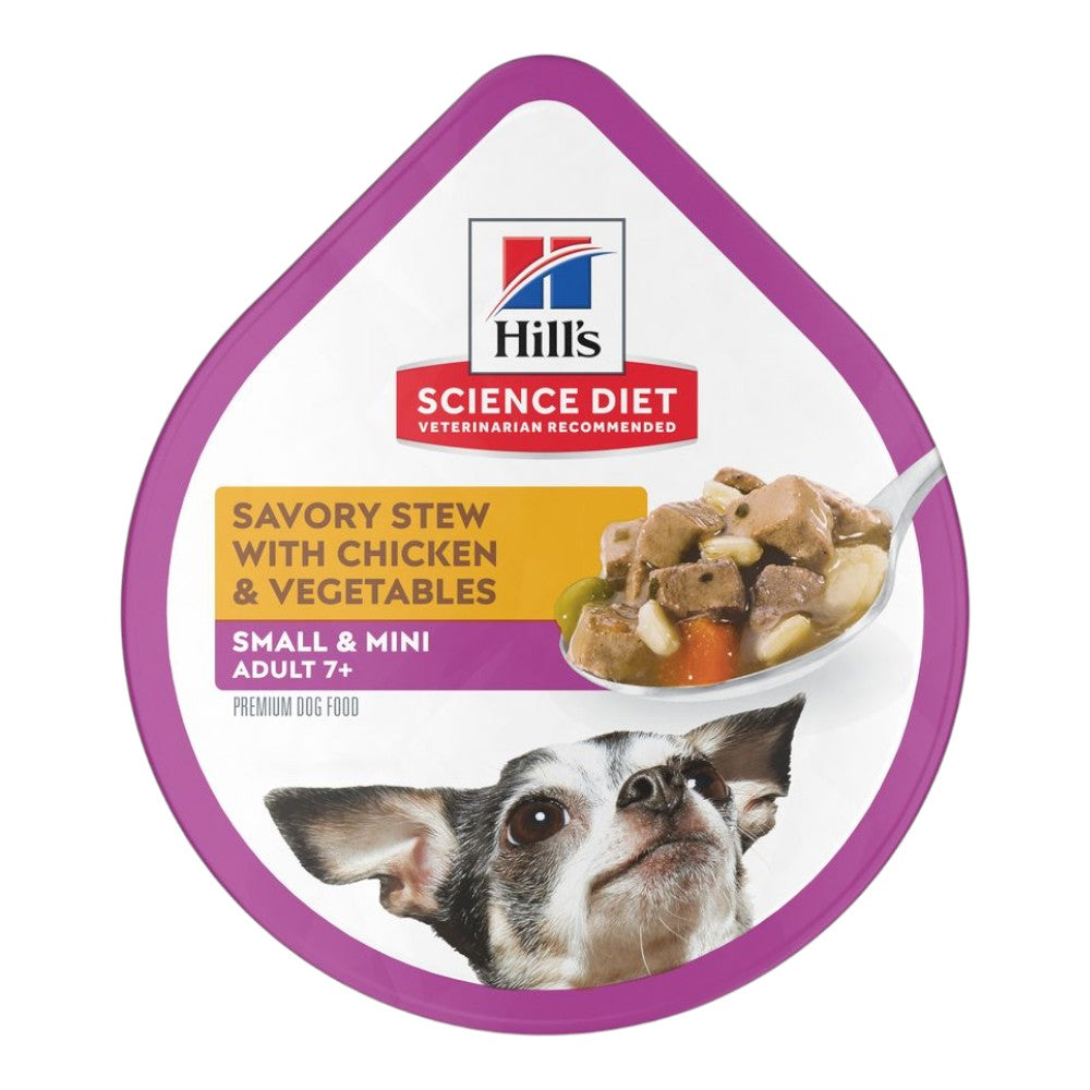 12 Tray Hill's Perro Adulto 7+ Small & Mini Pollo y Vegetales 99 g