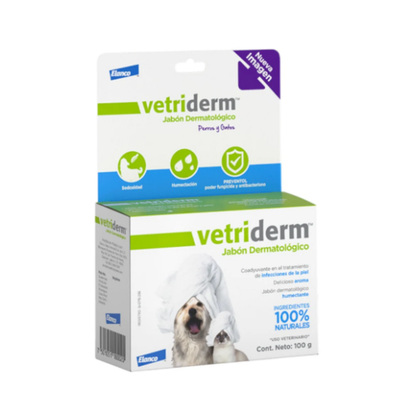 Elanco - Vetriderm, Jabón Dermatológico 100 Gr., Elanco