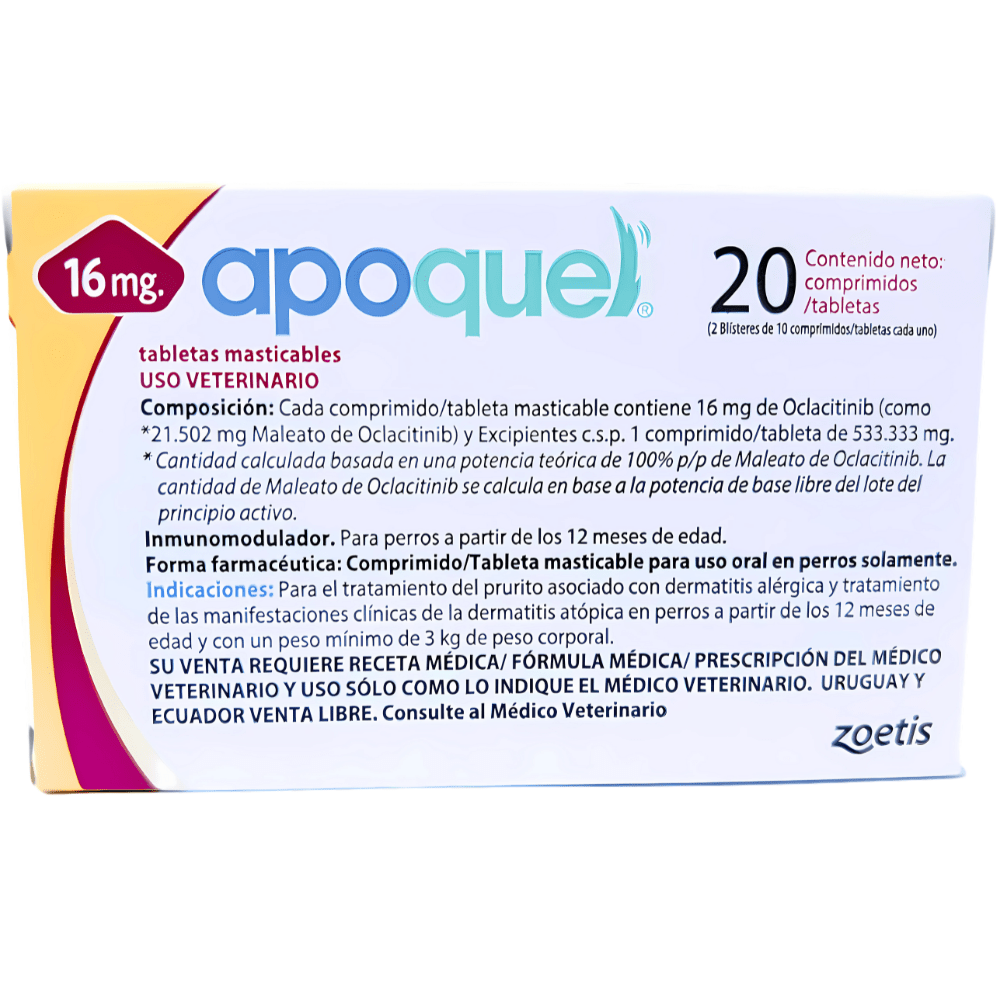 Apoquel 20 Tabletas Masticables 16mg para Alivio Rápido – AniMALL